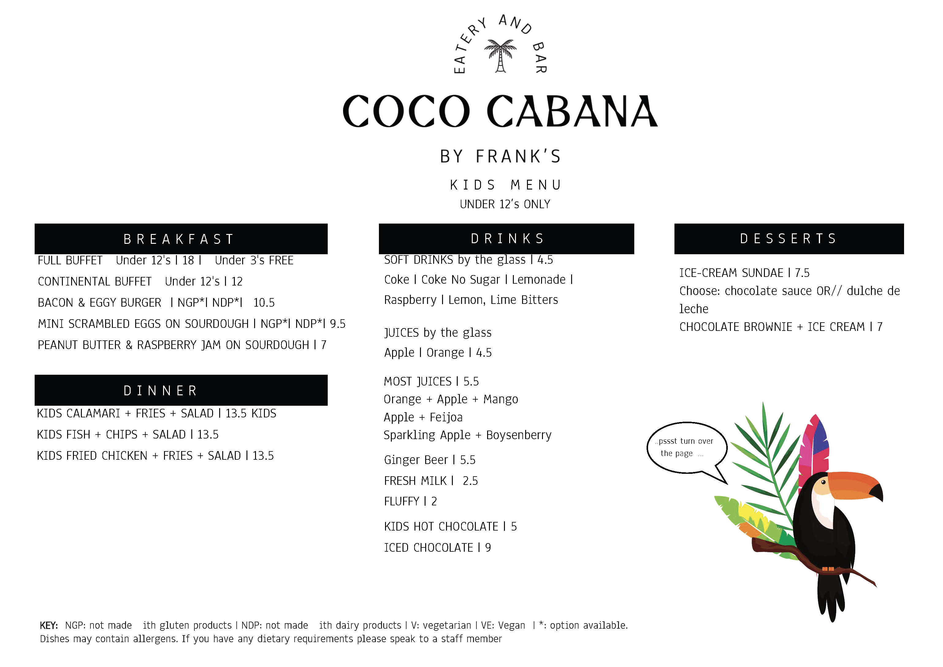 MENU – Cococabana by Frank's